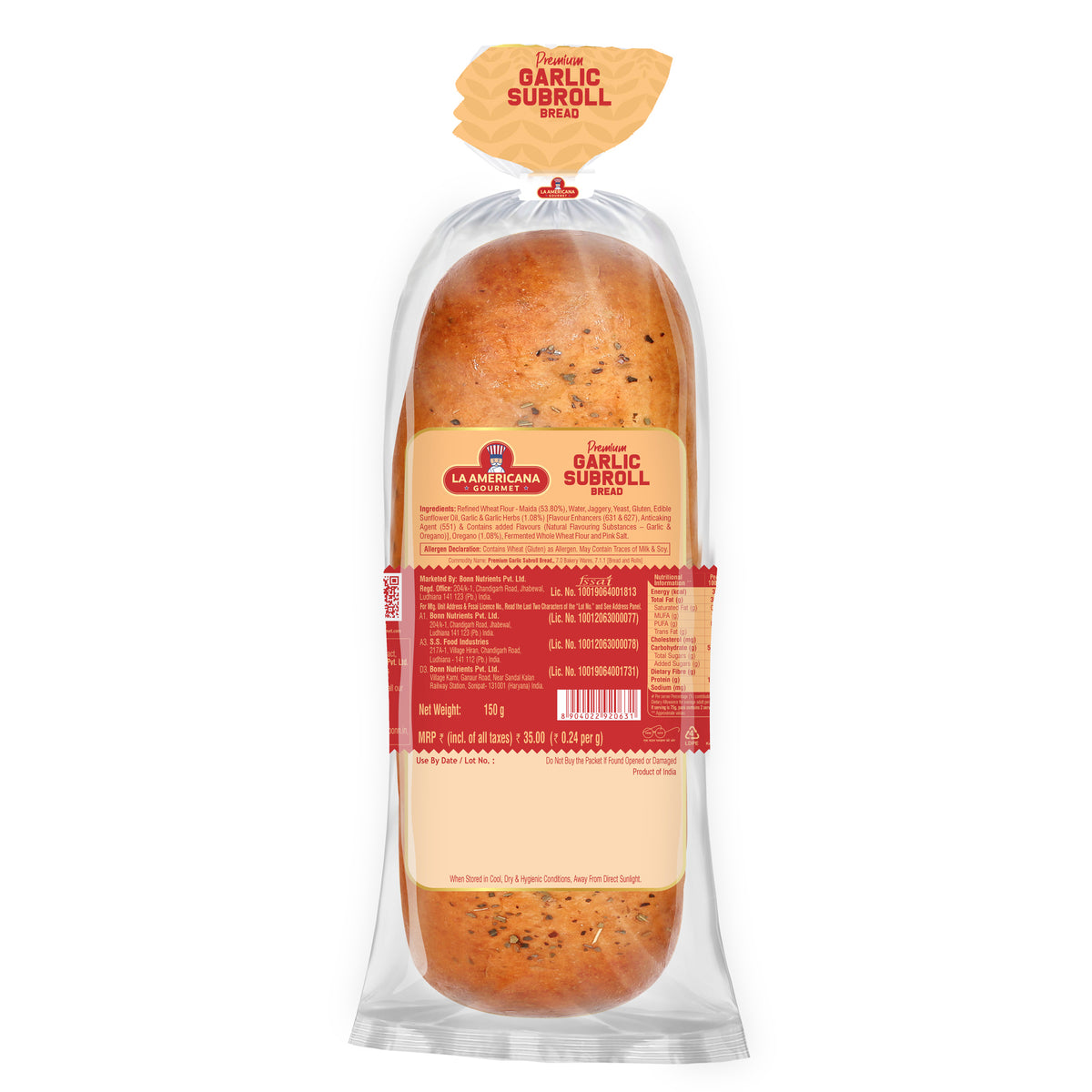 LA Americana Wholewheat Garlic Sub Roll Bread 150g – LA Americana Gourmet