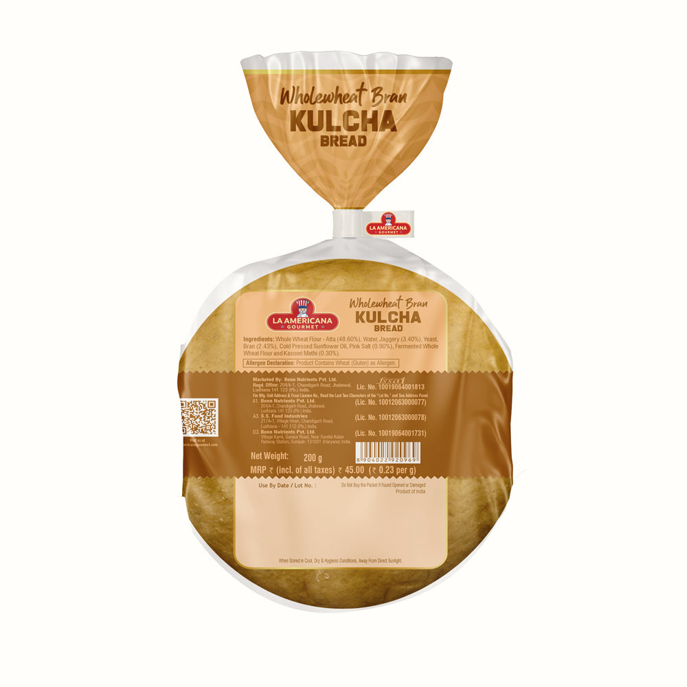 LA Americana Wholewheat Bran kulcha Bread 200g| High Fiber, Zero Trans ...