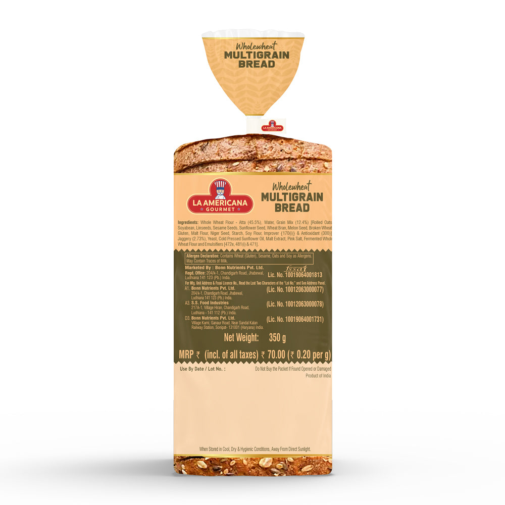 LA Americana WholeWheat MultiGrain Bread 350g, Fiber & Vitamin Rich ...